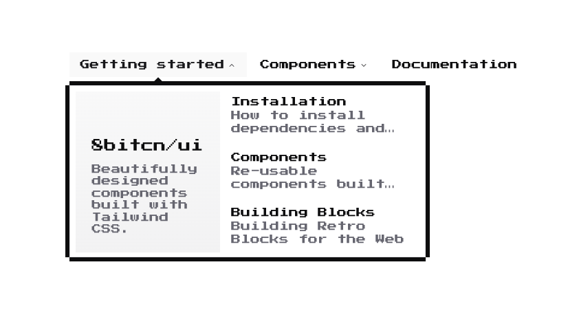 8-bit Navigation Menu - 8bitcn/ui